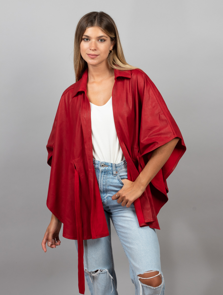 Camperas Mujer: Capa Reversible De Cabra Roja