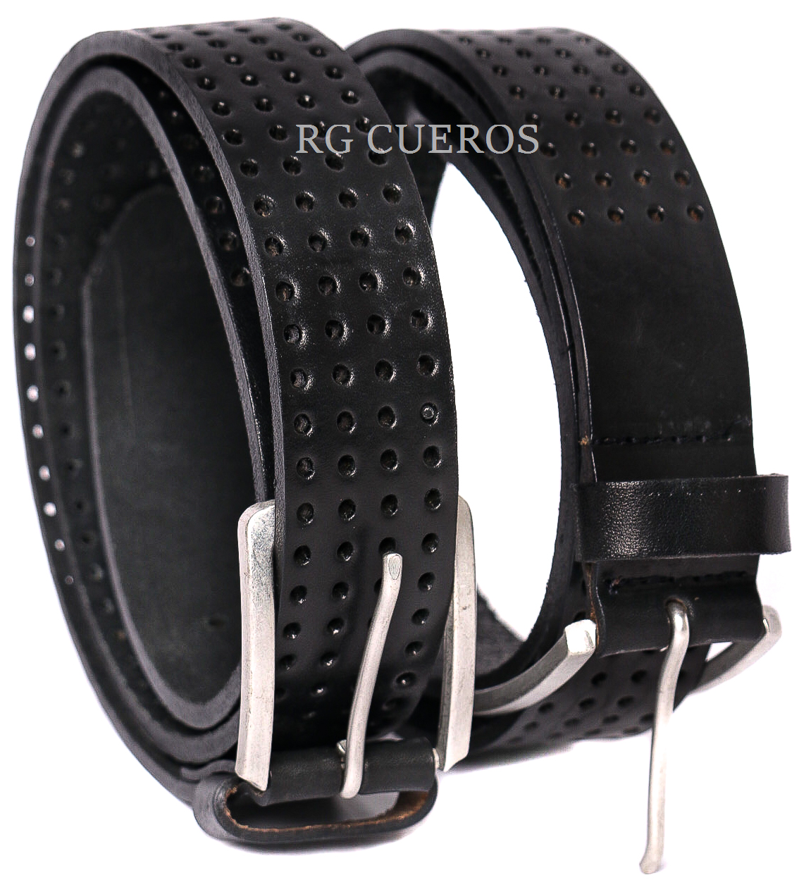 Cinturones Hombre: Perforado Negro